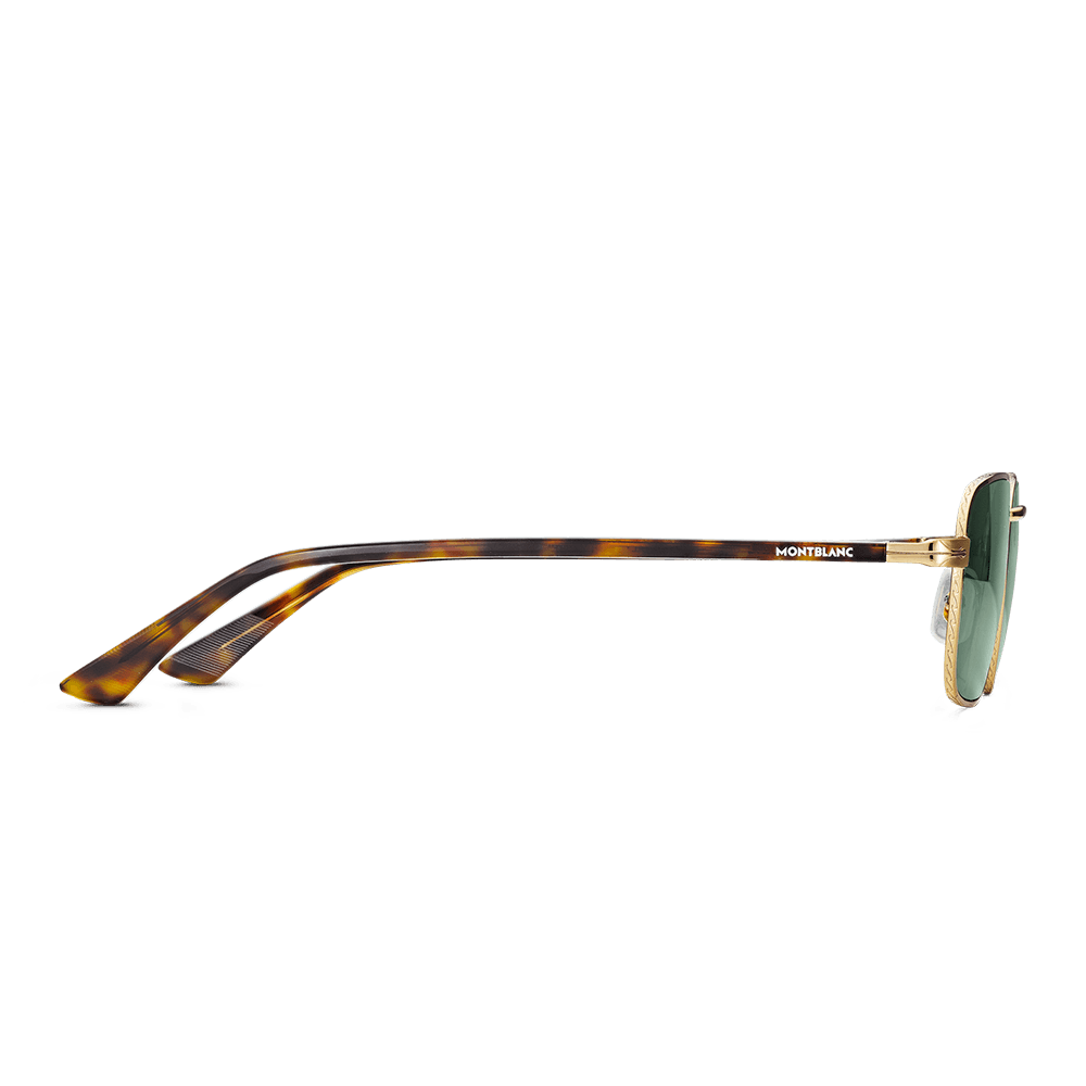 Lentes de sol rectangulares con montura metálica dorada y marrón ...